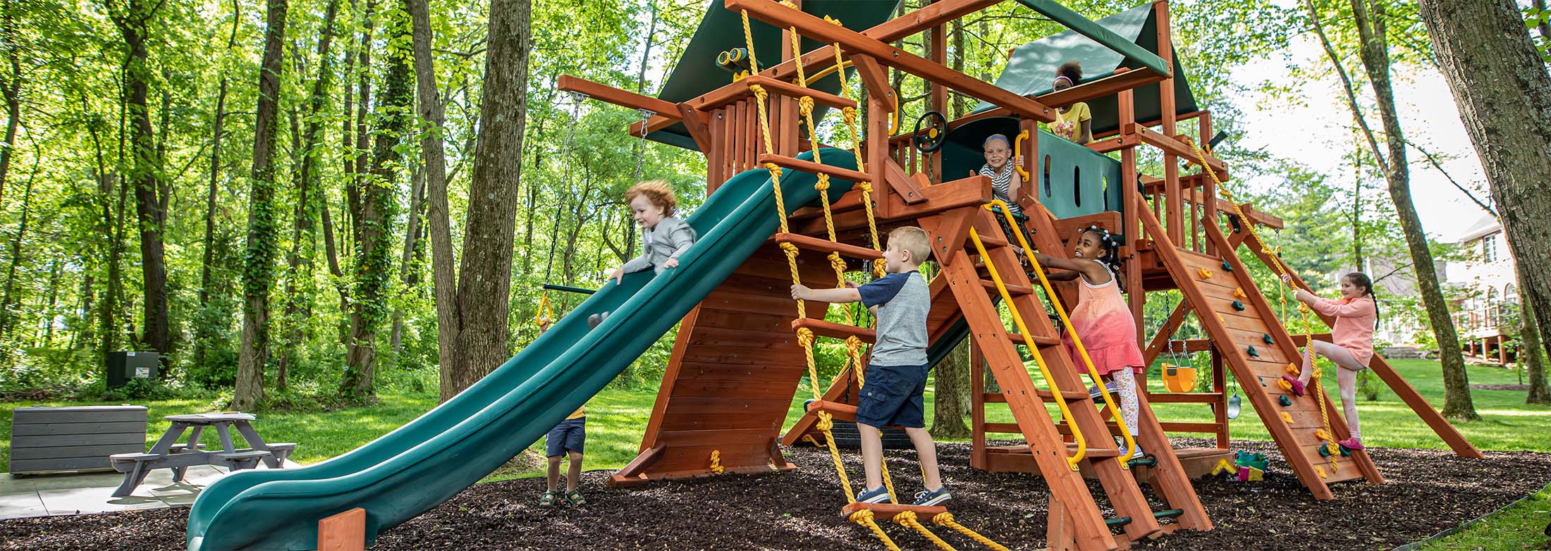 Wood Playgrounds for Backyards & Outdoors Playsets | Woodplay