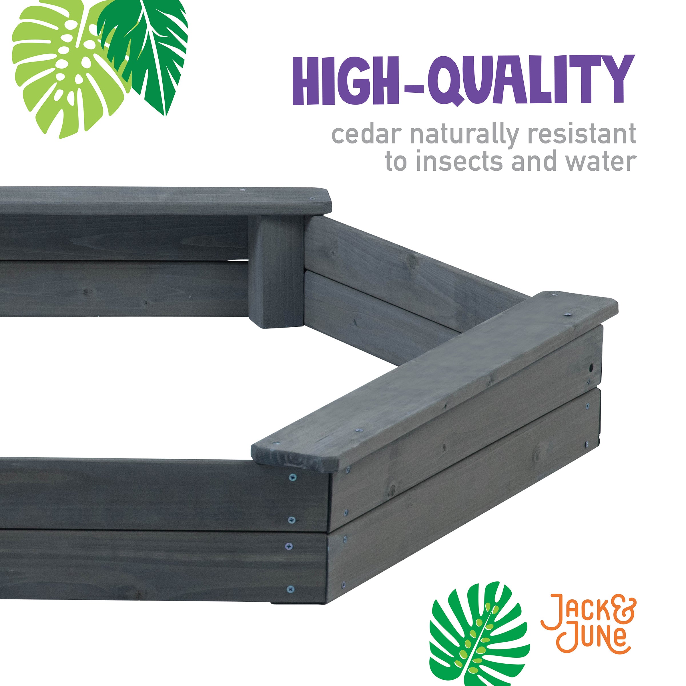 Premium Cedar Sand Box | Jack & June Hexagonal Sandbox | Woodplay